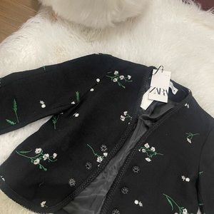 Zara | Jackets & Coats | Zara Oversized Textured Floral Embroidery ...